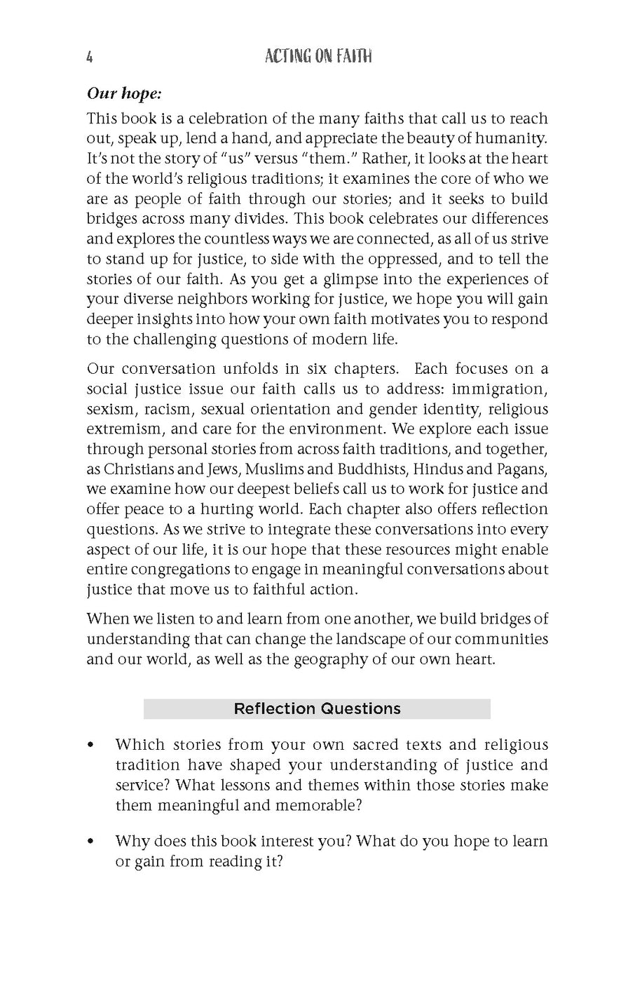 Acting on Faith: Stories of Courage, Activism, and Hope Across Religio ...